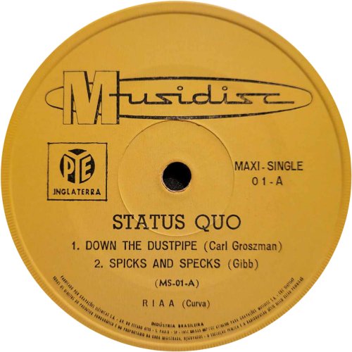 Status Quo Brazilian Singles Discography - DOWN THE DUSTPIPE (EP)